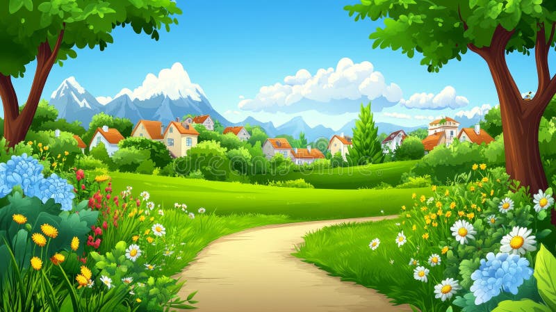 A Lovely Green Meadow with a Path Running Across it. Stock Image ...
