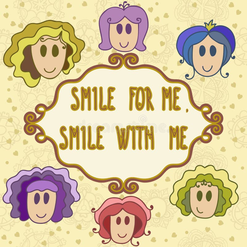 Lovely Greeting Card with Smiling Faces and Frame - Smile with M Stock ...