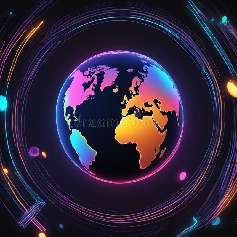 Lovely Hand-Drawn Planet Earth Composition Stock Illustration ...