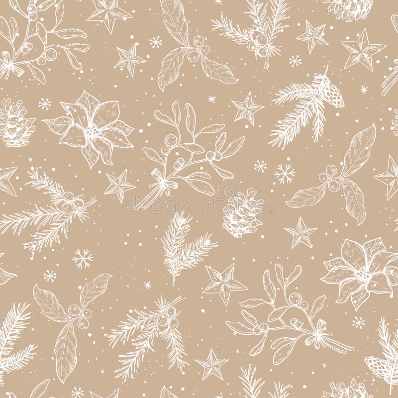 Lovely Hand Drawn Winter Branches Seamless Pattern, Great for Wrapping ...
