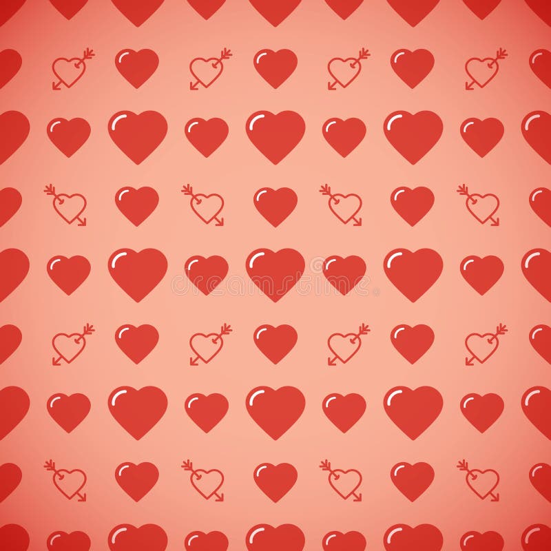 Lovely Heart Romantic Pattern. Seamless Vector Background. Stock Vector ...