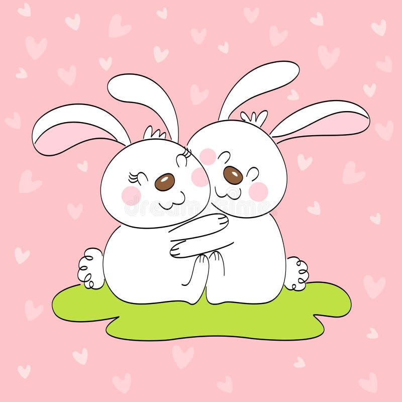 Hugging Rabbits Stock Illustrations – 299 Hugging Rabbits Stock ...