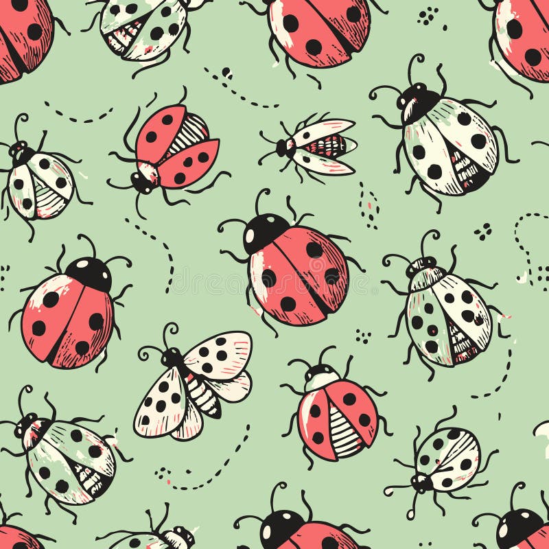 Lovely Ladybugs Print Design in Vector Stock Vector - Illustration of ...