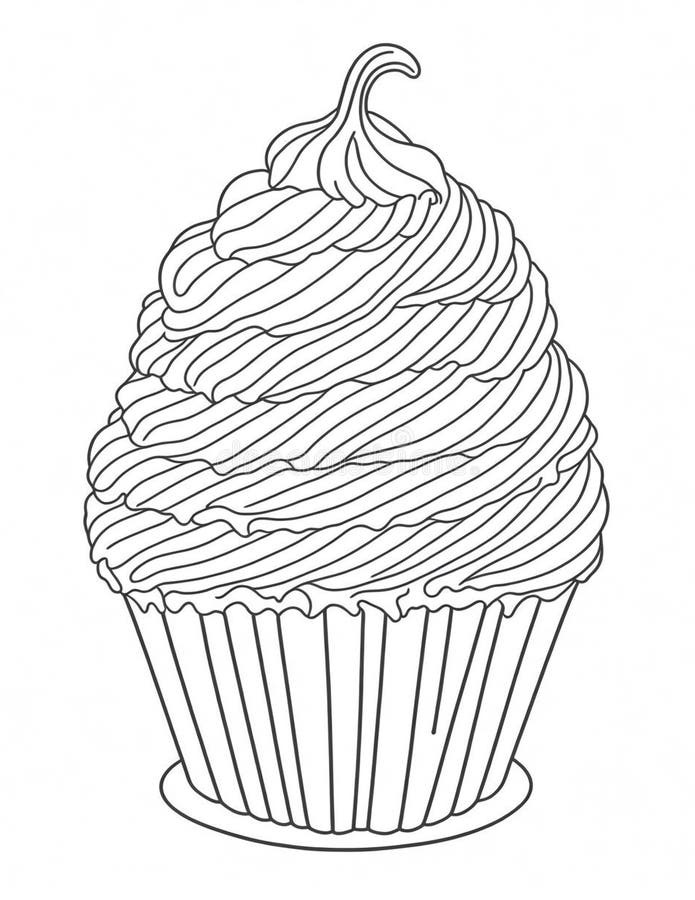 Large Cupcake Graphics for Coloring for Children and Adults Stock ...