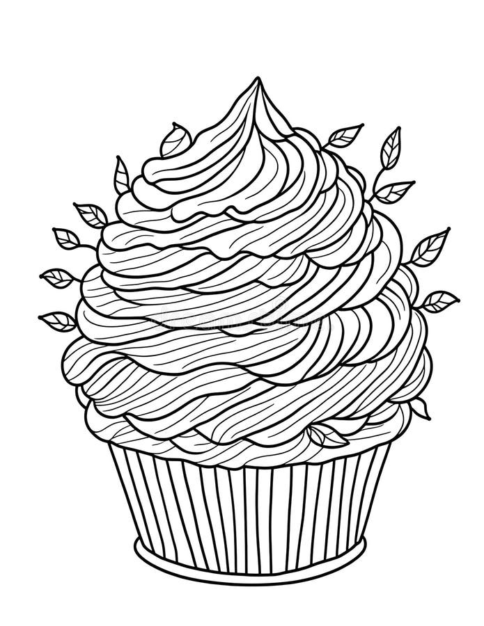 Large Cupcake Graphics for Coloring for Children and Adults Stock ...