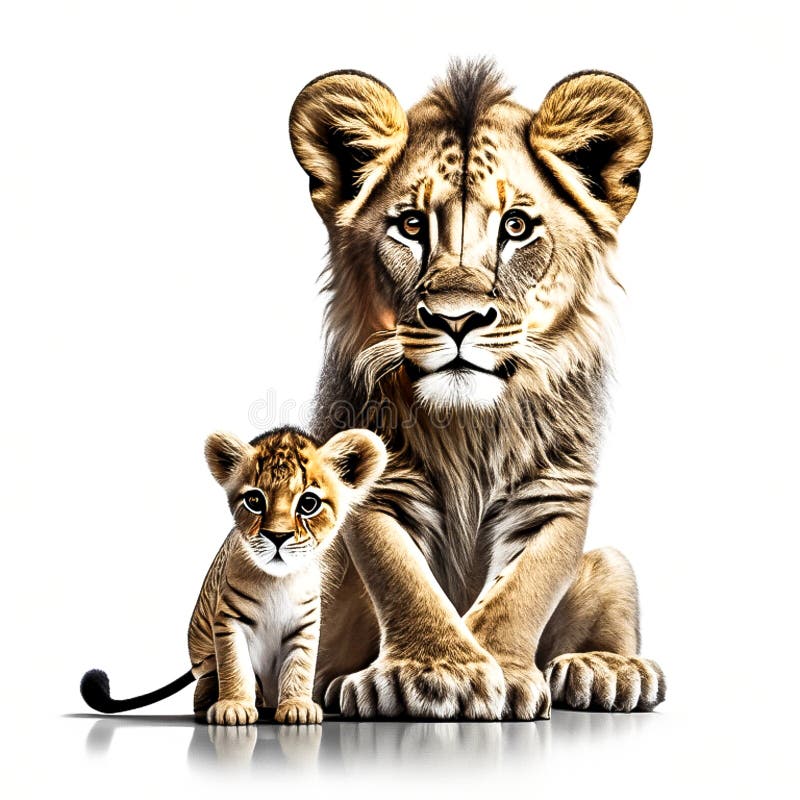 Lovely Lion Cub on White Background Wallpaper Stock Illustration ...