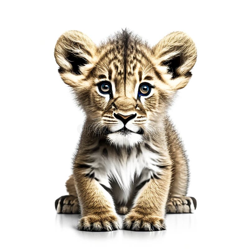 Lovely Lion Cub on White Background Wallpaper Stock Illustration ...