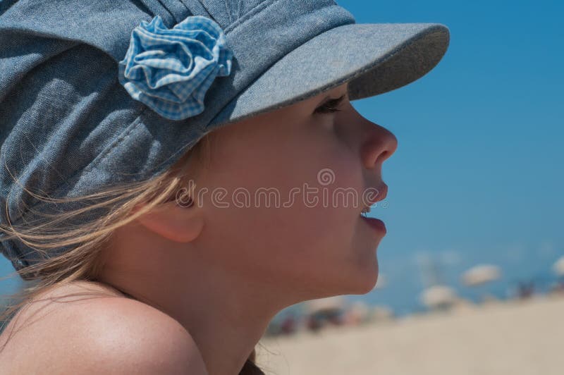 Lovely Little Girl in Denim Cap Stock Image - Image of cute, caucasian ...