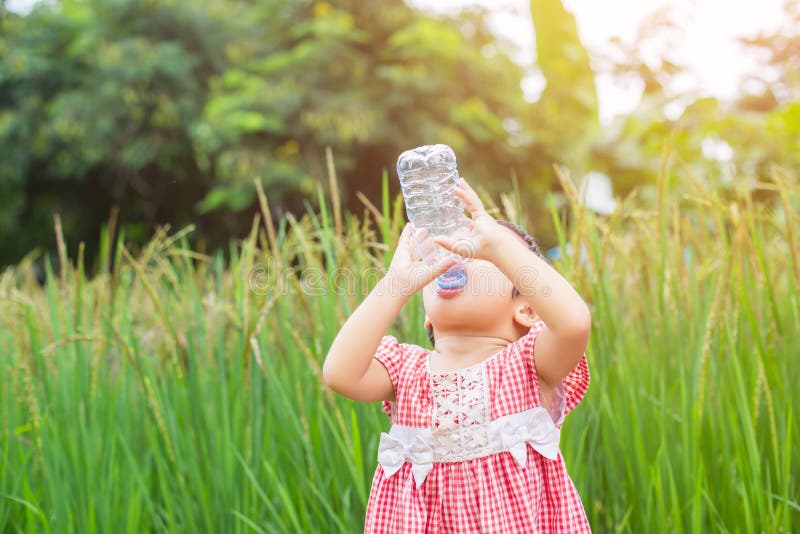 Lovely Little Girl Drinking Water Stock Photo - Image of daughter ...