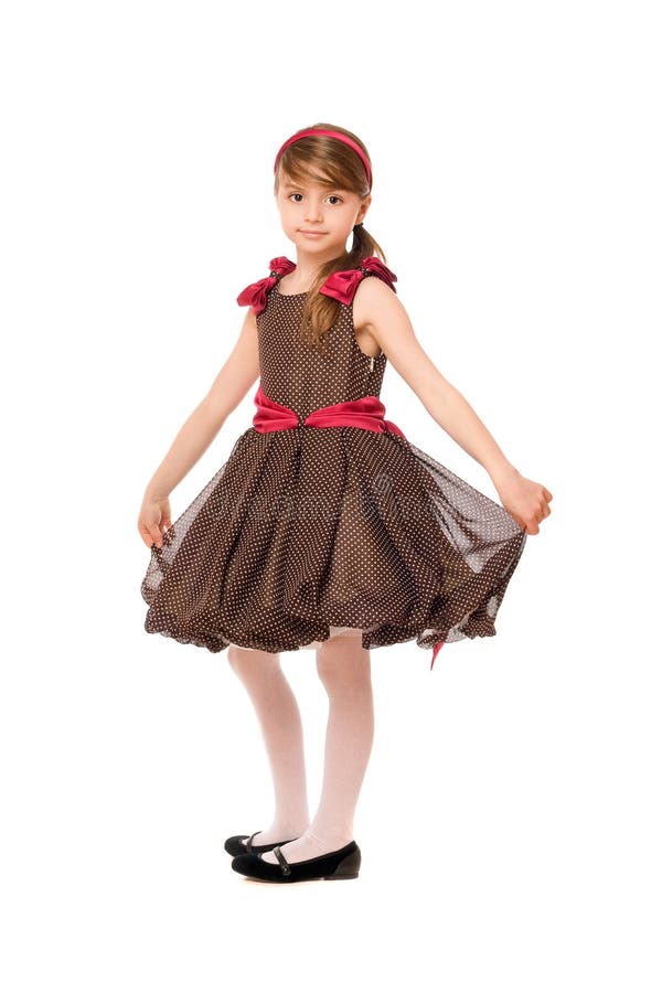 Lovely Little Lady in a Brown Dress Stock Image - Image of caucasian ...