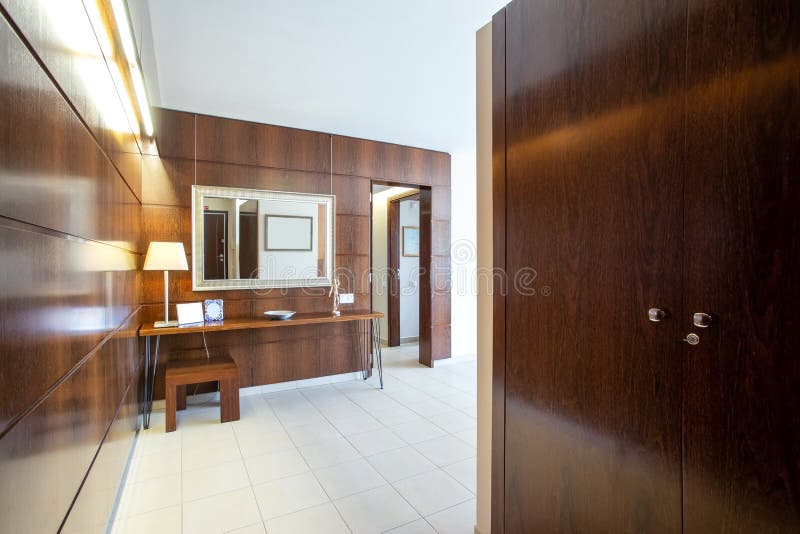 Lovely Long Corridor of the Apartment with a Modern Design. Stock Image ...