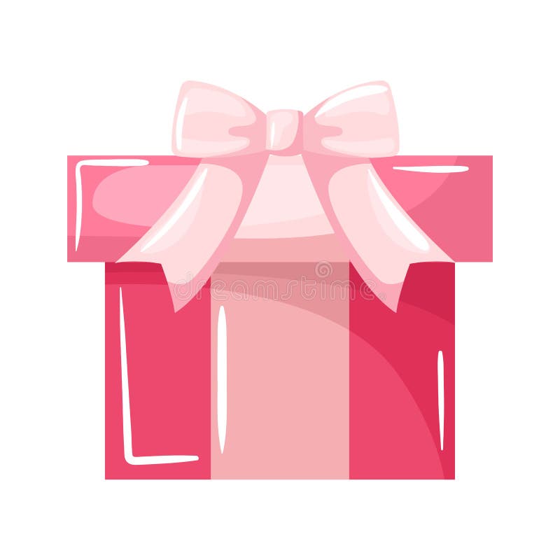Lovely Love Gift Box Design with Pink Bow Stock Vector - Illustration ...
