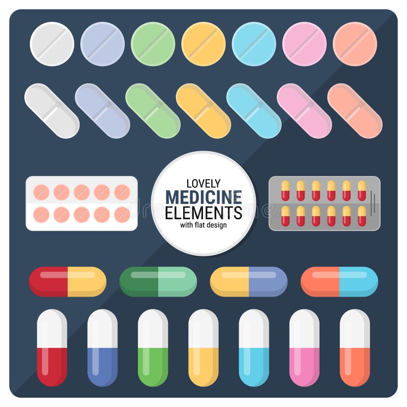 Lovely Medicine Elements with Flat Design Stock Vector - Illustration ...