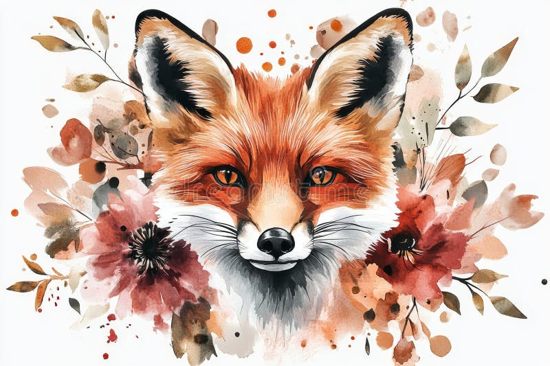 A Lovely Miniature Red Fox Illustrated Using Watercolors. Stock Image ...