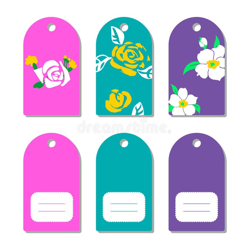 Lovely Minimalist Tag Set with Abstract Flowers. Stock Vector ...