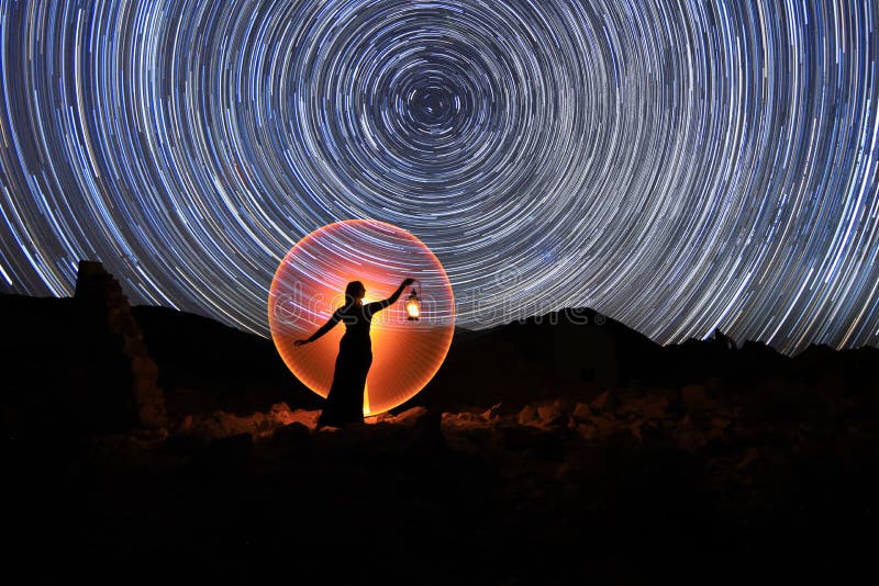 Lovely Model Posing in the Desert at Night Stock Photo - Image of ...