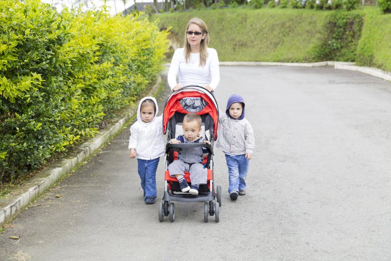 Lovely Mother with Her Children Stock Photo - Image of lifestyle ...