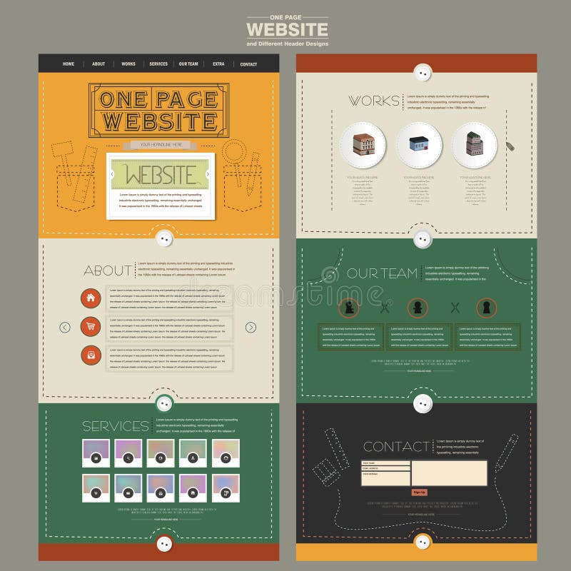 Lovely One Page Website Template Design Stock Vector - Illustration of ...