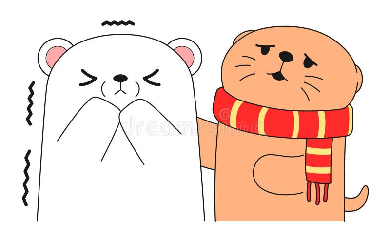 Lovely Otter Worried that the Polar Bear is Cold Illustration Stock ...