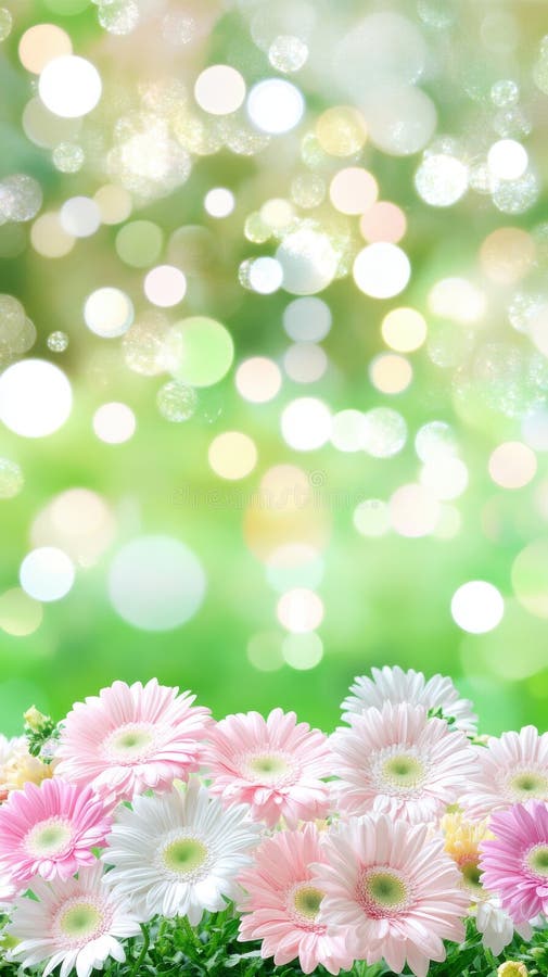 Lovely Pink and White Gerbera Daisies in a Spring Garden Bokeh ...