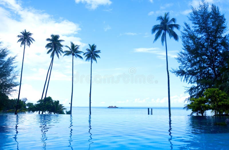 Lovely Pool Overlooking the Sea Stock Image - Image of leisure ...