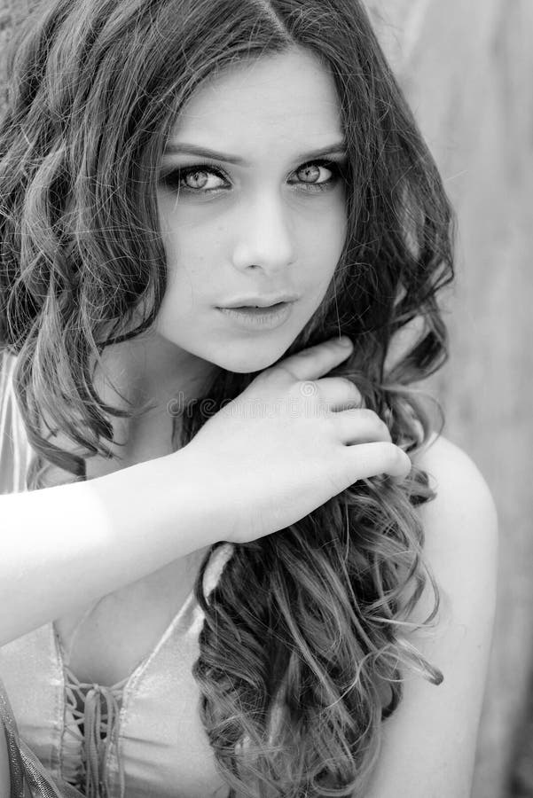 Lovely Pretty Girl With Long Wavy Pretty Hair Hollywood Curls Glamour