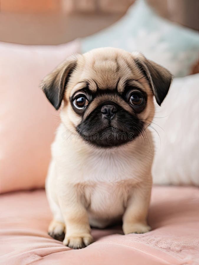 Lovely Puppy in Cozy Room Interior Stock Photo - Image of small ...