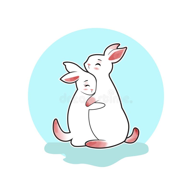 Lovely Rabbit Hug Vector Illustration Design Stock Vector ...
