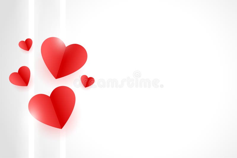 Lovely Red Paper Hearts on White Background with Neon Lights Stock ...