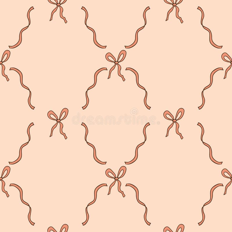Lovely Satin Bow Frame Seamless Pattern. Aesthetic Print for Fabric ...