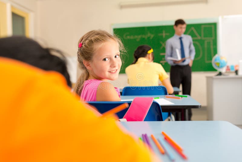 Lovely schoolgirl stock photo. Image of classroom, classmates - 43506638