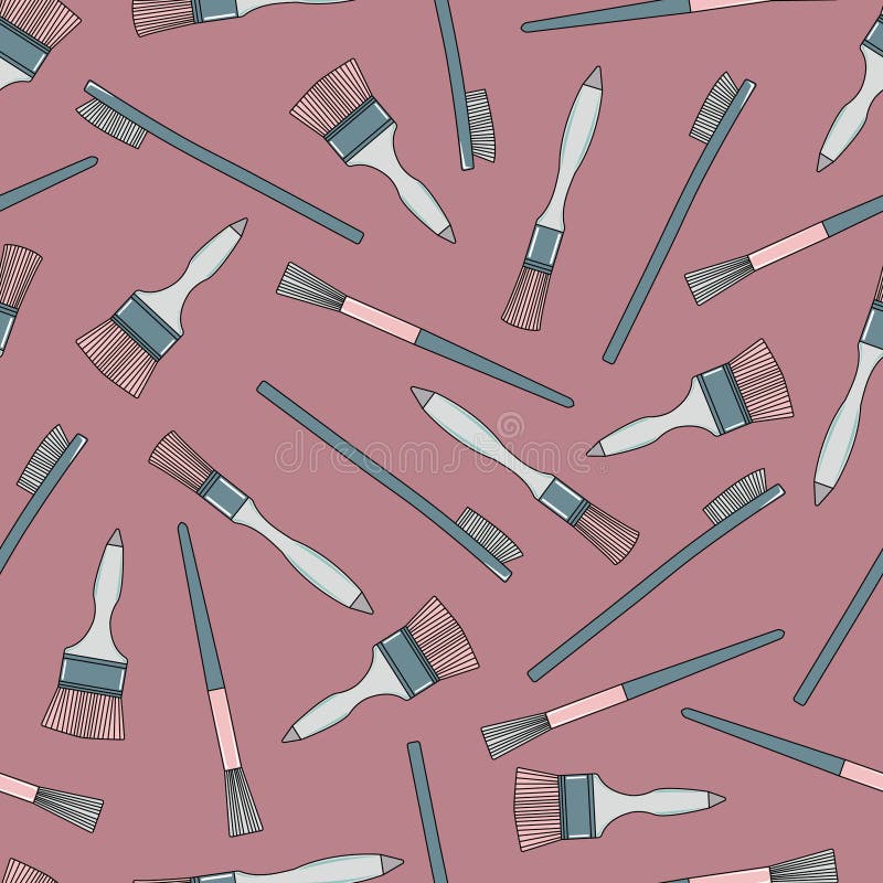 Lovely Seamless Pattern with Brushes for Paint. Stock Vector ...