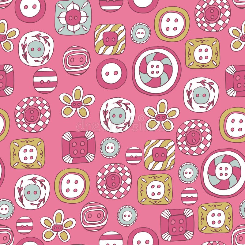 Lovely Spring Buttons Seamless Pattern Stock Illustration ...