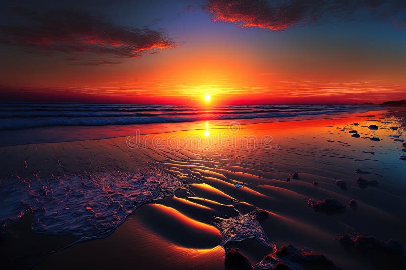 Lovely Sunrise Over the Horizon, Stock Illustration - Illustration of ...