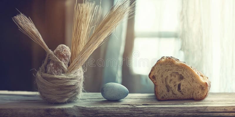 Easter Bread and Decorations on a Rustic Table Celebrating Spring ...