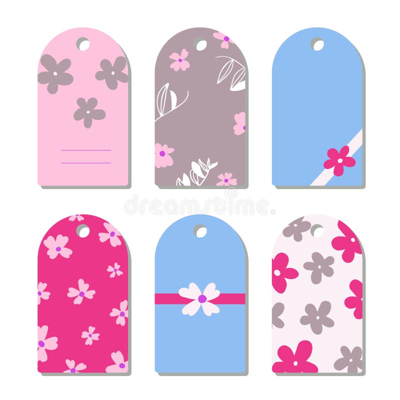 Lovely Tag Set with Tiny Flower for Print. Stock Vector - Illustration ...