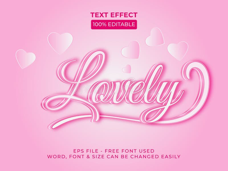 Lovely Text Effect Style - Editable Text Effect Vector Pink Color Stock ...