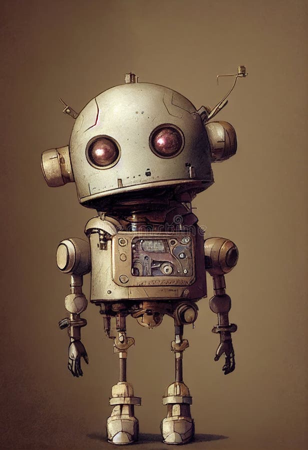 Lovely Tiny Robot, Thinking Illustration, Ai Generated Image Stock ...