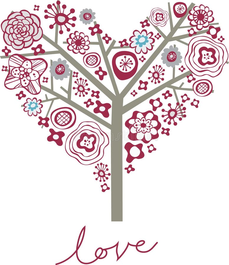 Tree with Pigeons and the Love Message Stock Vector - Illustration of ...