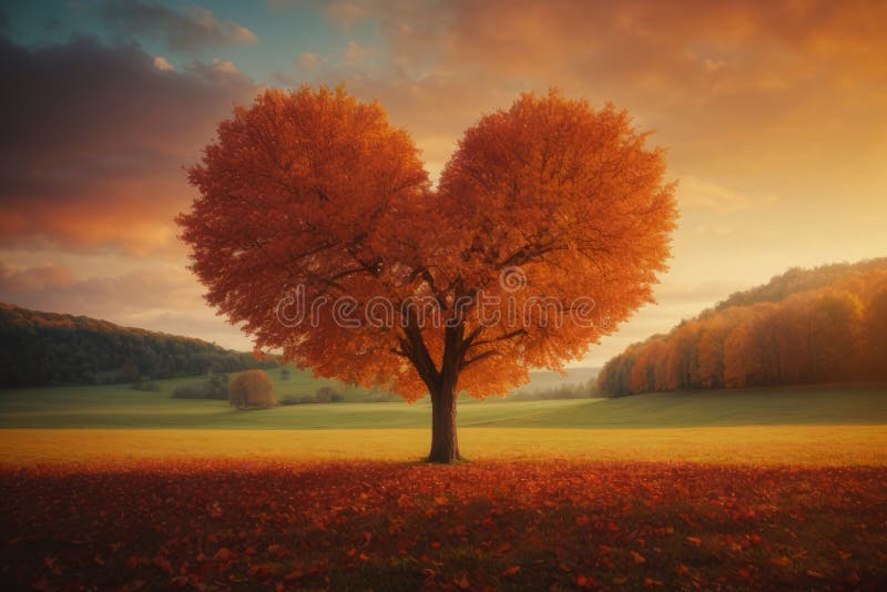 Lovely tree of love heart stock illustration. Illustration of ...