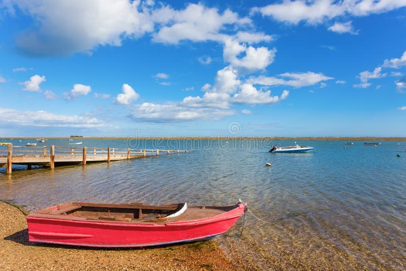 Lovely View of the River, the Lake with a Boat on the Water. Stock ...