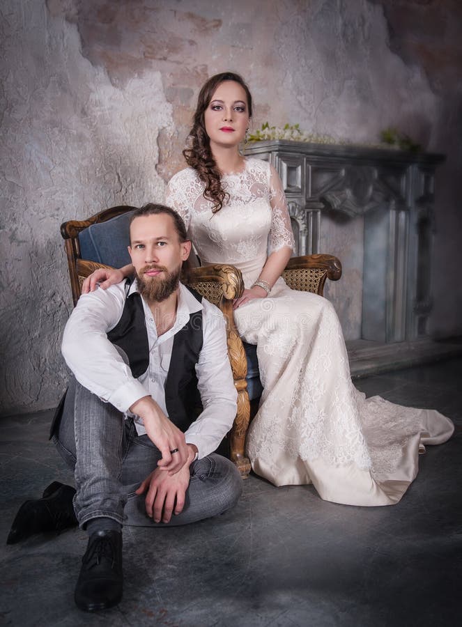 Lovely Wedding Couple in Retro Style Stock Photo - Image of retro ...