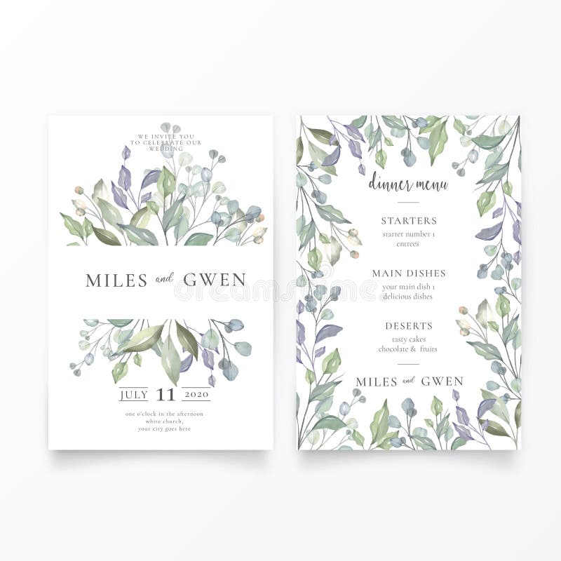 Lovely Wedding Invitation Menu Template Vector Illustration Stock ...