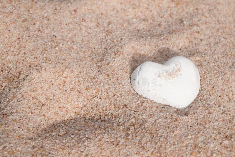 Lovely White Shell Heart on Sand Stock Image - Image of desire ...