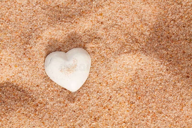 Lovely White Shell Heart on Sand Stock Photo - Image of desire ...