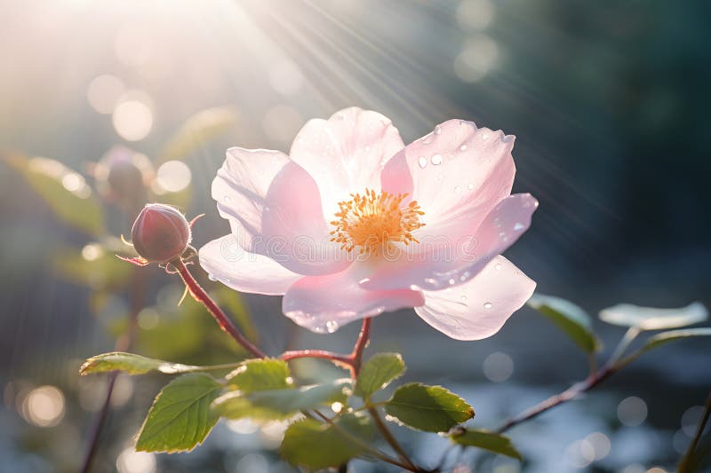 Lovely Wild Rose in Soft Bright Light in the Background Stock ...