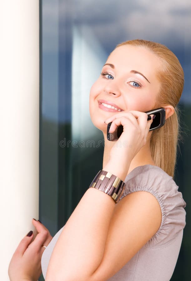 Lovely Woman with Cell Phone Stock Image - Image of happy, cellular ...