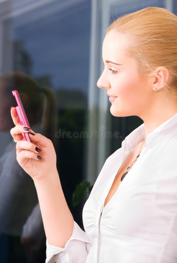Lovely Woman with Cell Phone Stock Image - Image of female, bright ...