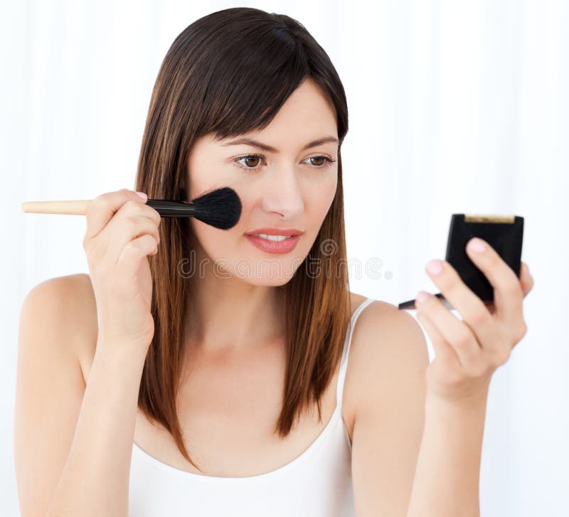 Lovely woman making up stock photo. Image of glowing - 17936976