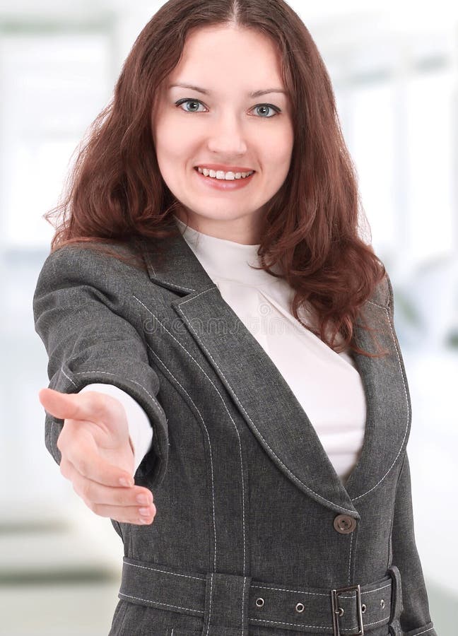 Lovely Woman with an Open Hand Ready in the Handshake Stock Image ...